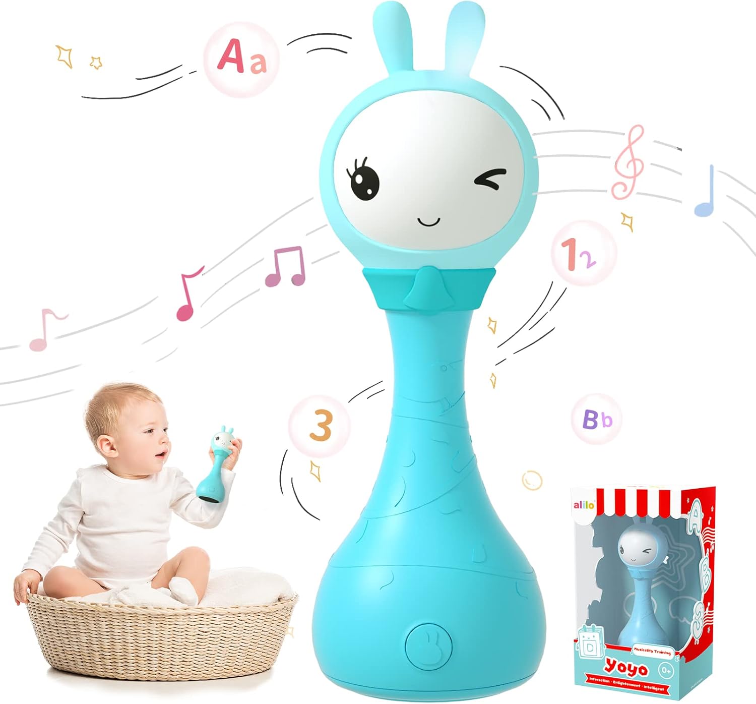 Smarty Bunny Rattle Blue - Toy Box Michigan